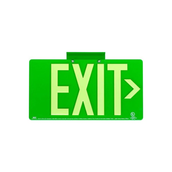 Hubbell Lighting Dual-Lite DPL Exit Sign, Green Thermoplastic w ...