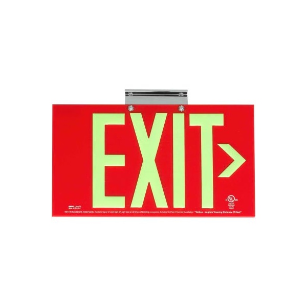 Hubbell Lighting Dual-Lite Exit Sign, Red Acrylic, w/ Photoluminescent ...