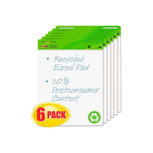 3M Post-it Easel Pads Self-Stick Recycled Easel Pads 559RPVAD6, 25" x ...