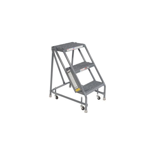 Tri Arc Manufacturing Grip 16"W 3 Step Steel Rolling Ladder 10"D Top ...