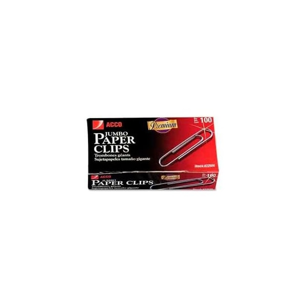 Acco Acco Jumbo Non-Skid Paper Clips, Silver, 1000/Pack 72510 | Zoro