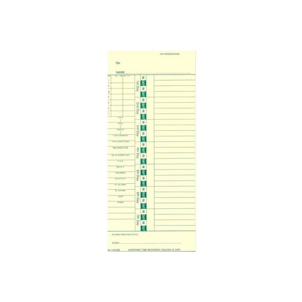 Acroprint Acroprint Weekly Time Cards Box Of 1000 09-1123-000 | Zoro