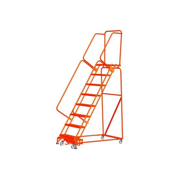 Ballymore 8 Step Steel Safety Rolling Ladder W/ Weight Actuated Lock 24 ...