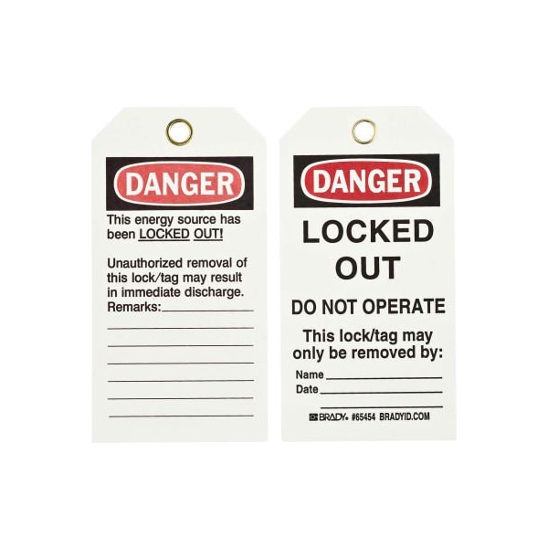 Brady Brady 65454 Lockout Tag- Danger Locked Out Do Not Operate, 2 ...