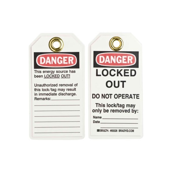 Brady Brady Lockout Tag- Danger Locked Out Do Not Operate, Heavy Duty ...