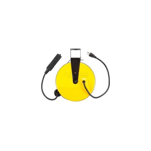 Bayco Cord Reel, NEMA 5-15R, 16 AWG, Yellow Reel Color, 30 ft Length, 3 ...