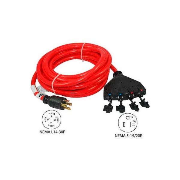 Conntek Conntek 20611, 25', 30A, Generator Power Cord with NEMA L14-30P ...