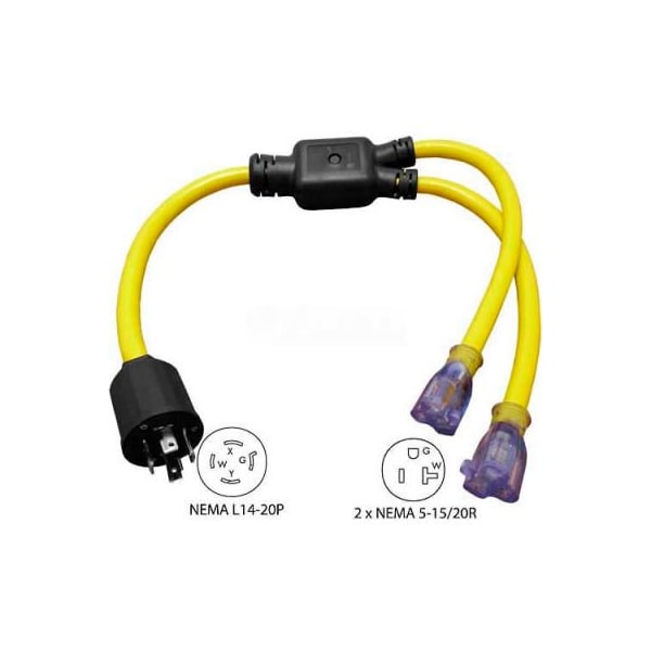 Conntek Conntek YL1420520S, 3-Feet 20 to 20-Amp Generator Y Adapter ...