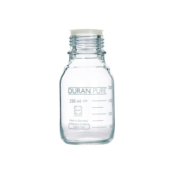 Cp Lab Safety. Duran PURE Bottle Only, Clear Borosilicate Glass, GL45 ...