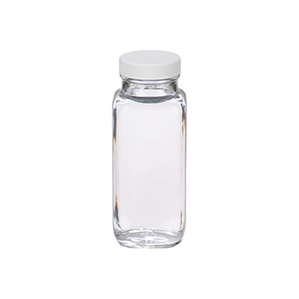 Cp Lab Safety. Wheaton 8 oz Clear Glass Bottles, French Squares, PTFE ...