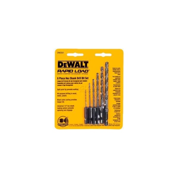 Dewalt DeWALT Rapid Load Quick Change Bit Set, DW2551, 1/16"-1/4" Hex ...
