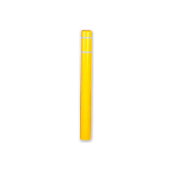 Post Guard Bollard Cover, 4-1/2"Dia. X 64"H, Yellow W/White Tape ...