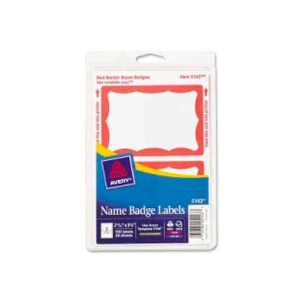 Avery Avery Self-Adhesive Labels 2-11/32" x 3-3/8" Red 100/Pack 5143 | Zoro