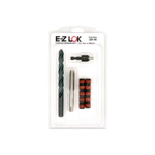 E-Z Lok Thread Repair Kit, Self Locking Thread Inserts, 3/8"-16-1/2"-13 ...
