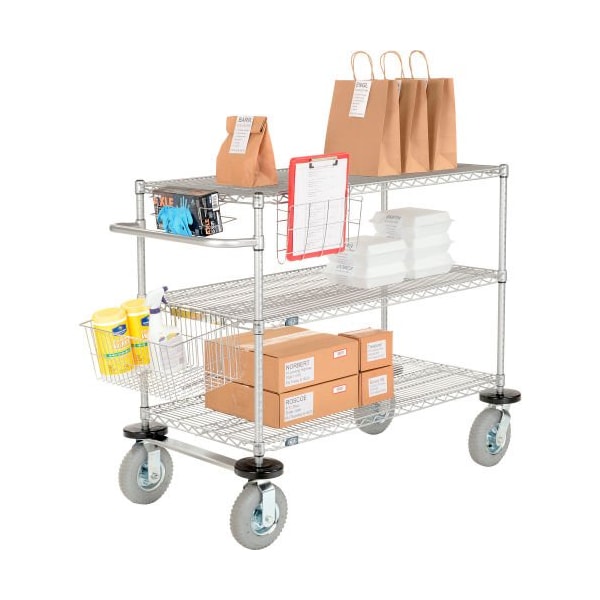 Nexel Curbside Cart, Nexelate , 36L x 21W x 43H, 3 Wire Shelves ...