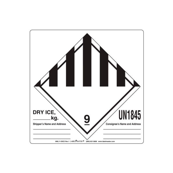 American Labelmark Co LabelMaster Labels w/ "UN1845 Dry Ice" Print, 6"L ...