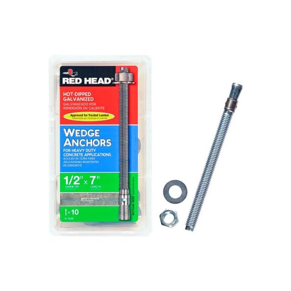 Itw Trubolt Wedge Anchor, 1/2" Dia., 7" L, Steel Hot Dipped Galvanized ...