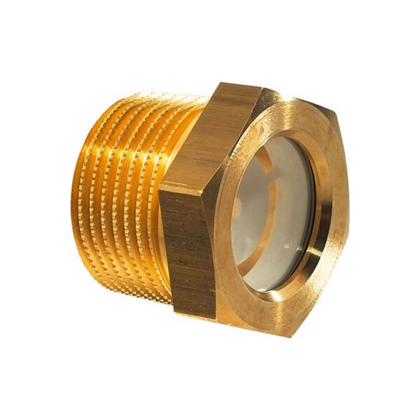 J.W. Winco Brass Fluid Level Sight w/ ESG Glass w/ Reflector - R 1/2 ...