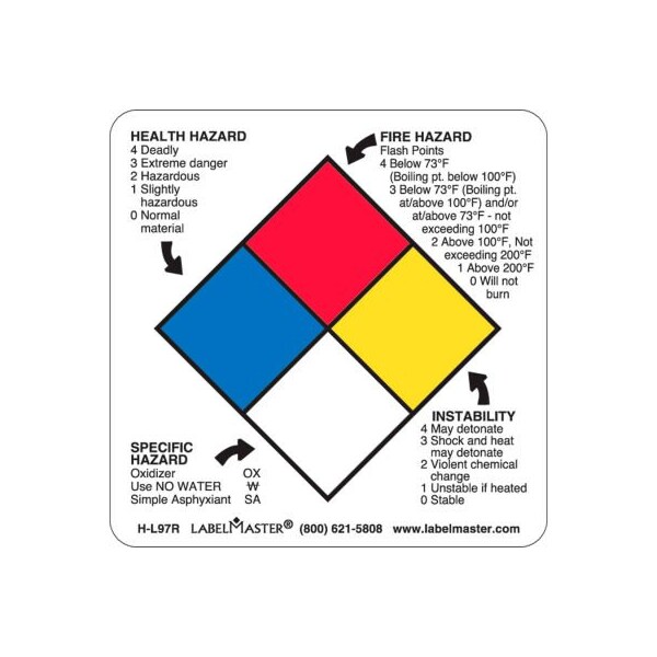 American Labelmark Co LabelMaster H-L97R NFPA Standard Label, 2" x 2 ...