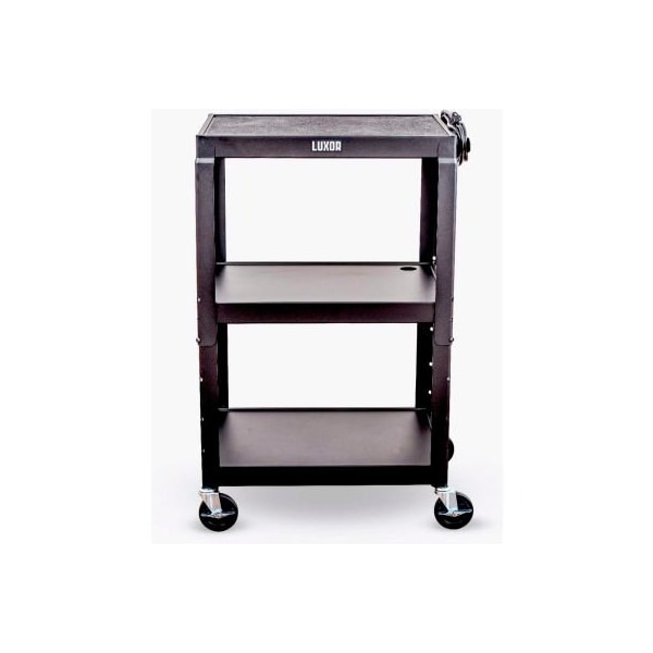 Luxor Luxor Adjustable-Height Steel AV Cart, Black, 24"L x 18" W x 24 ...