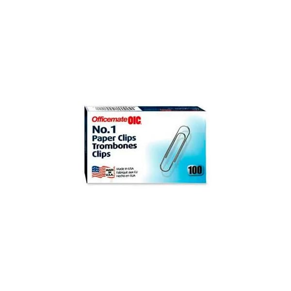 Officemate International Officemate No. 1 Paper Clips, Silver, 100/Box ...
