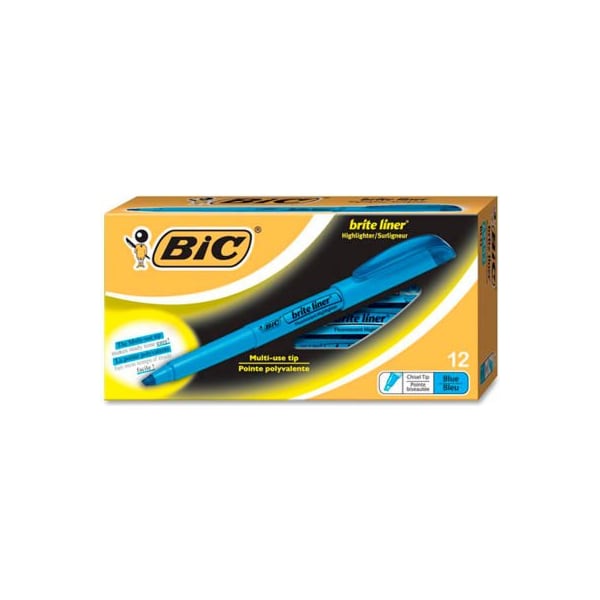 Bic Bic Brite Liner Highlighter with Pocket Clip, Chisel Tip, Blue Ink ...