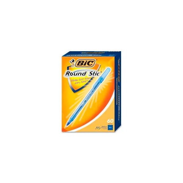 Bic Bic® Round Stic Ballpoint Pen, Medium, Blue Ink, 60/Box GSM609BE | Zoro