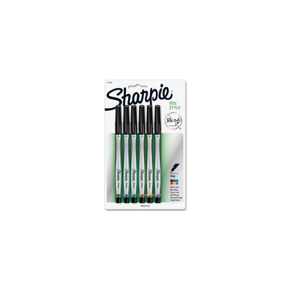 Sanford Sharpie Marker Pen, Fine, Bleed-Resistant, Assorted Ink, 6/Pack ...