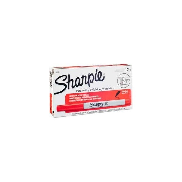 Sanford Sharpie® Permanent Marker, Ultra-Fine, Red Ink - Pkg Qty 12 ...