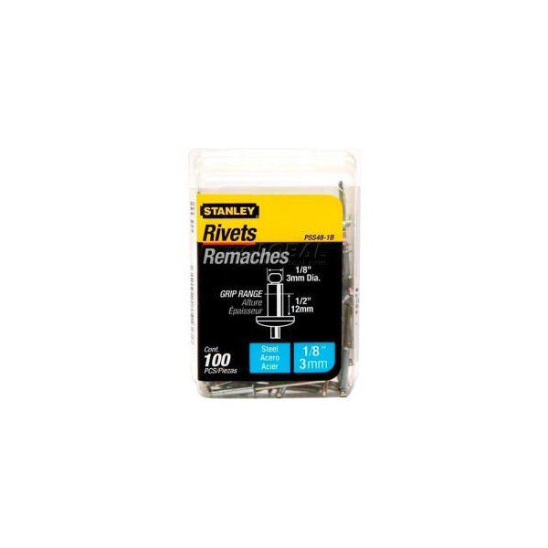 Stanley Stanley PSS48-1B Steel Rivets 1/8" x 1/2", 100 Pack PSS48-1B | Zoro