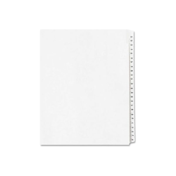 Avery Dennison Avery Side Tab Collated Legal Index Divider, 51 to 75, 8 ...