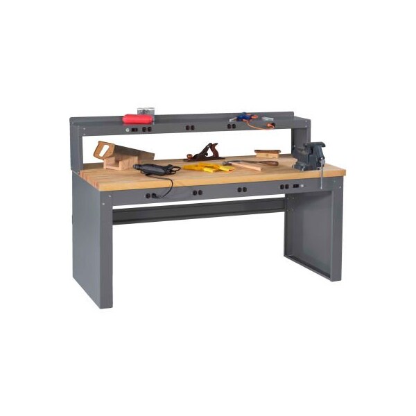 Tennsco Tennsco Panel Leg Workbench w/ Hardwood Top & 8 Outlet Panels ...