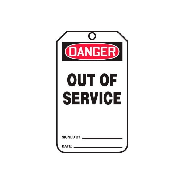 Accuform Danger Out Of Service Tag, RP-Plastic, 25/Pack MDT246PTP | Zoro