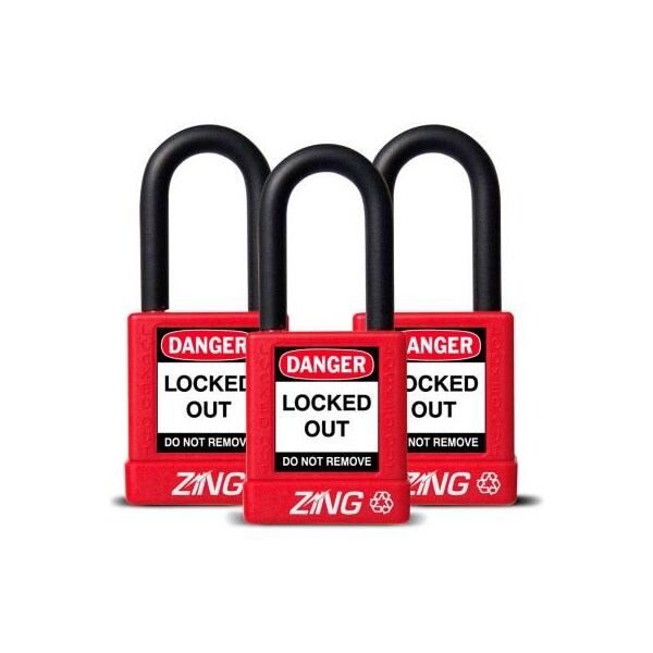 Zing RecycLock Safety Padlock, Keyed Alike, 1-1/2" Shackle, 1-3/4" Body ...