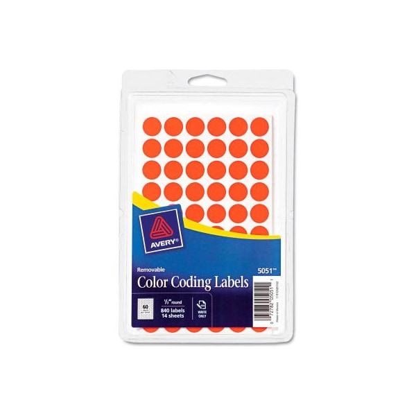 Avery Avery Removable Self-Adhesive Color-Coding Labels, 1/2" Dia, Neon ...