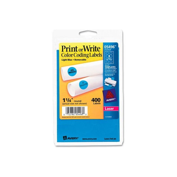 Avery Print or Write Removable Color-Coding Labels, 1-1/4" Dia, Light ...