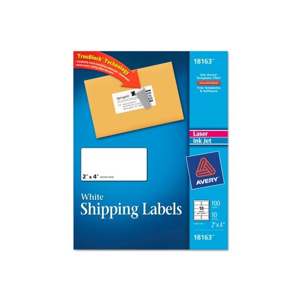 Avery Avery® Shipping Labels for Laser and Ink Jet Printers, 2 x 4 ...