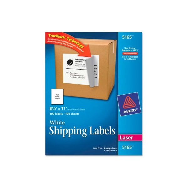 Avery Avery White Shipping Labels With TrueBlock Technology, 8-1/2" x ...