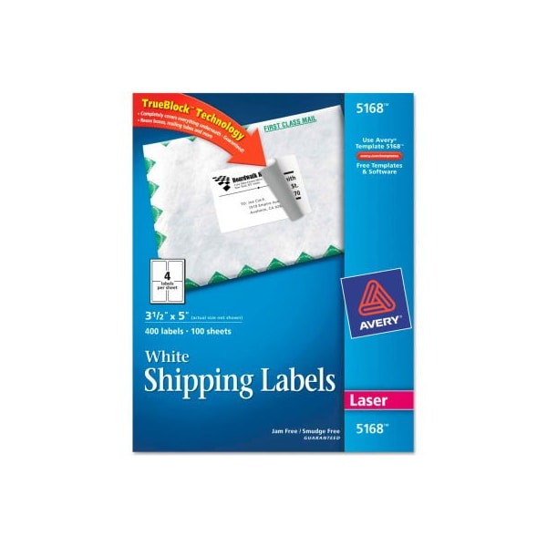 Avery Avery Shipping Labels with TrueBlock Technology, 3-1/2 x 5, White ...