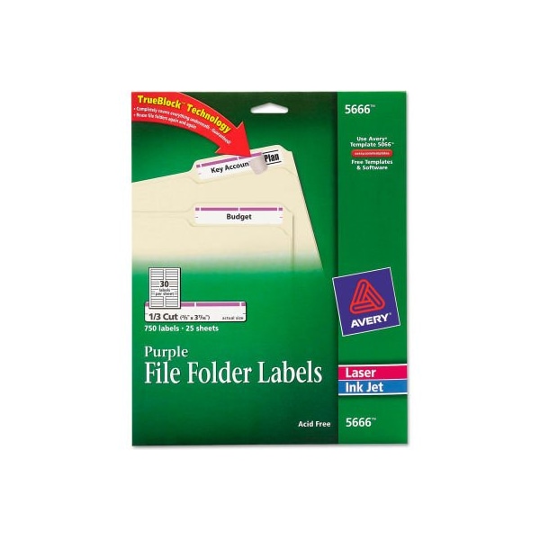 Avery Avery® Self-Adhesive Laser/Inkjet File Folder Labels, Purple ...