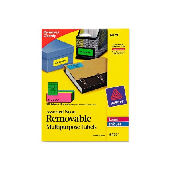 Avery Avery Removable Self-Adhesive Multipurpose Labels, 1 x 2-5/8 ...