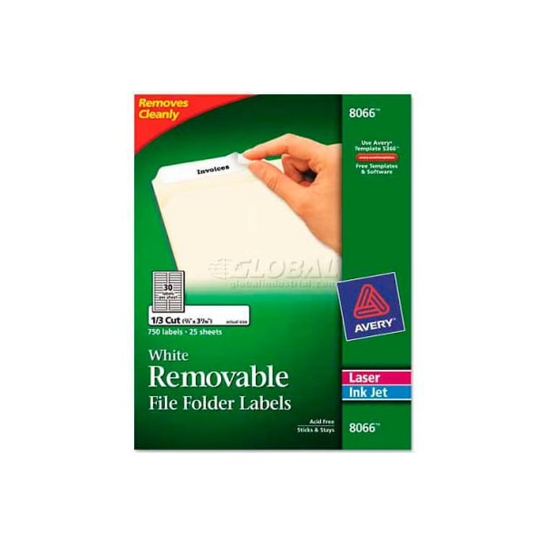 Avery Dennison Avery® Removable Inkjet/Laser Filing Labels, 2/3 x 3-7/ ...