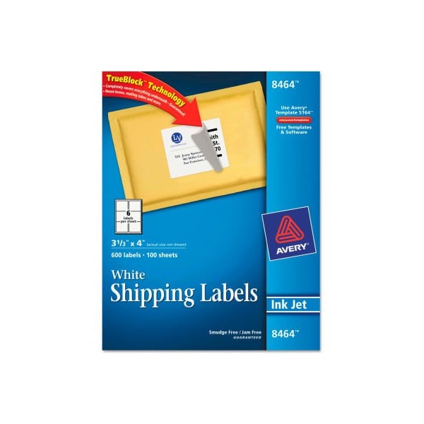 Avery Avery Shipping Labels with TrueBlock Technology, 3-1/3 x 4, White ...
