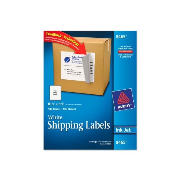 Avery Avery Shipping Labels With TrueBlock Technology, 8-1/2"W x 11"H ...