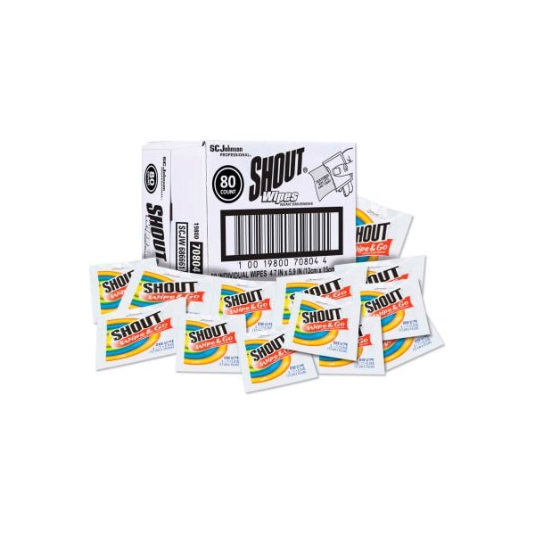 Sc Johnson Shout Instant Stain Remover Wipes, 4.7" x 5.9", 80 Wipes ...
