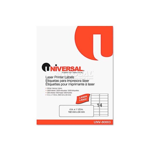 United Stationers Supply Universal® Laser Printer Permanent Labels, 1-1 ...