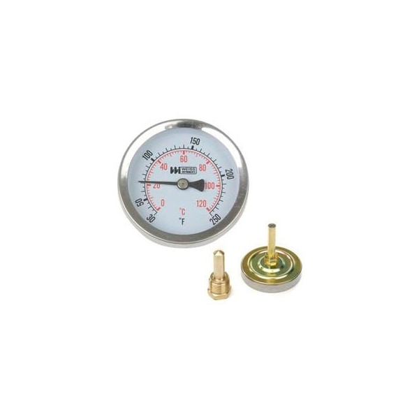Weiss Instruments 2 1/2" dial, 30-250F, 1/2" NPT rear HWBM25 | Zoro