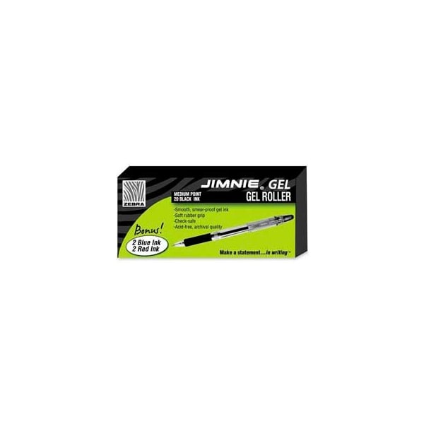 Zebra Pen Zebra Jimnie Gel Rollerball Pen, Medium, 0.7mm, Black Ink, 20 ...