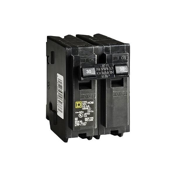 SQUARE D BY SCHNEIDER ELECTRIC 30A, 2 pole Circuit Breaker, HOM, 120 ...