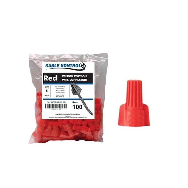 Kable Kontrol Wire Terminal, 8 AWG, 600 V, Red, 100 PK WWNUT-12-RD-100 ...